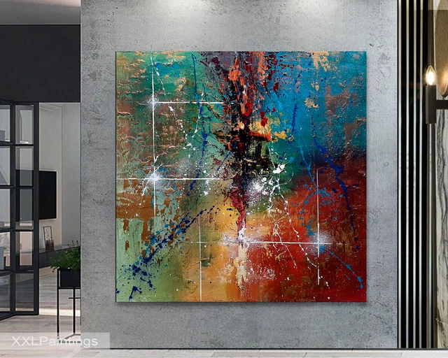 ORIGINAL 80CM X 80cm Abstrakt Gemälde Modern XXL Bilder 3800 EUR 32,50 - PicClick DE