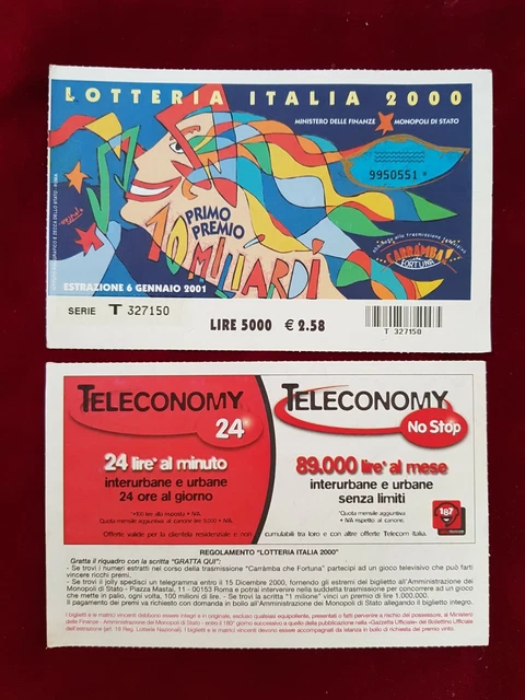 VINTAGE ITALY 2000 Carramba Che Fortune Raffaella Carra Lottery Ticket ... VINTAGE ITALY 2000 Carramba Che Fortune Raffaella Carra Lottery Ticket ...