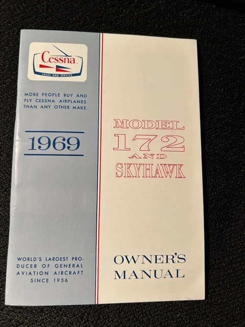 CESSNA MODEL 172 and Skyhawk Owner's Manual - 1969 - Original & Excellent Cond $21.81 - PicClick CA