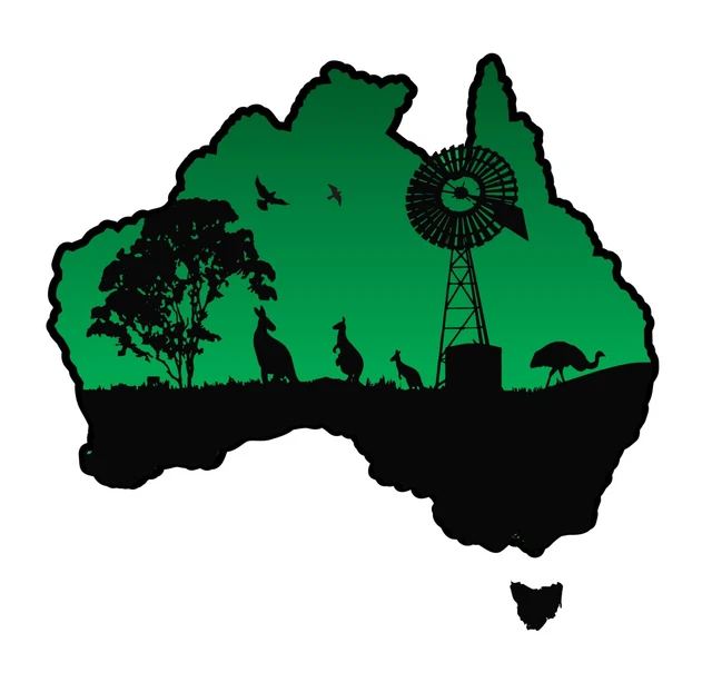 AUSTRALIAN MAP VEHICLE sticker decal emu windmill kangaroo Green Rv ...