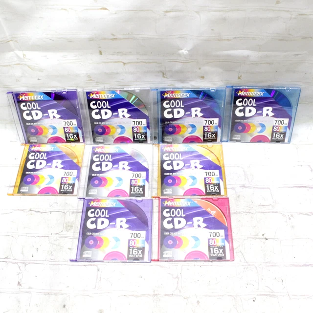 9 PACK MEMOREX Cool Color CD-R 16x 700MB 80Min, Blank Media $18.59 ...