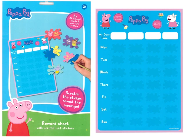 PEPPA PIG 5X A4 Reward Chart Childrens Behaviour With Scratch Art & 100 ...