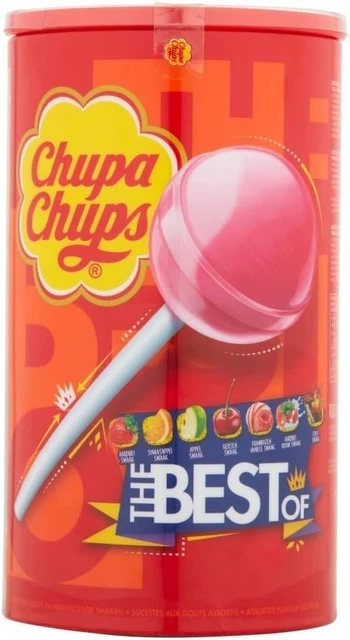 150 BEST OF CHUPA CHUPS Lollipops Assorted Flavour Lollies Jar 1.2kg ...