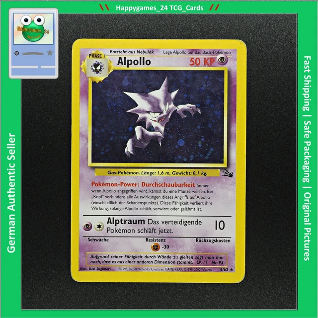 ALPOLLO - HAUNTER Pokemon Karte TCG 6/62 Rare Holo Fossil /T54 EUR 13 ...