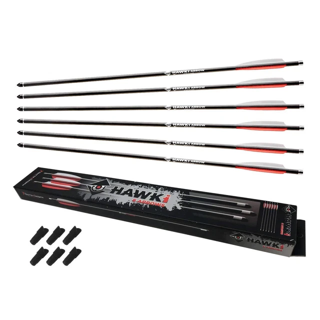 CARBON ARROW PCP 376gr 6 Pack Arrows Bolts with 100 gr Field Tip, Extra ...
