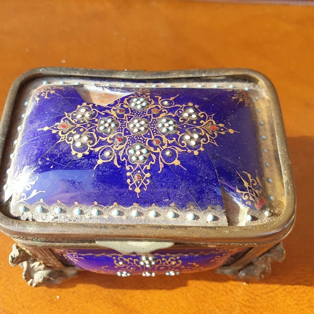 JOLI PETIT COFFRET Boite XIXéme Emaux Bresse Bressan Décor Gothique ...