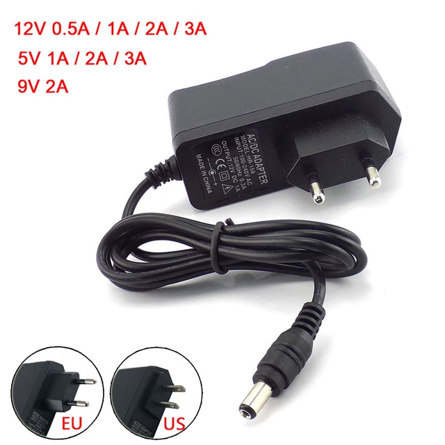 AC DC5V 12V 9v 24V 1A 2A 3A 0.5A Power Supply Adapter US EU Plug LED ...