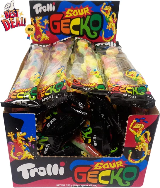 SOUR GECKO GUMMY Candies 19g x40 Pack Fruity Tangy Sour Lollies Party ...