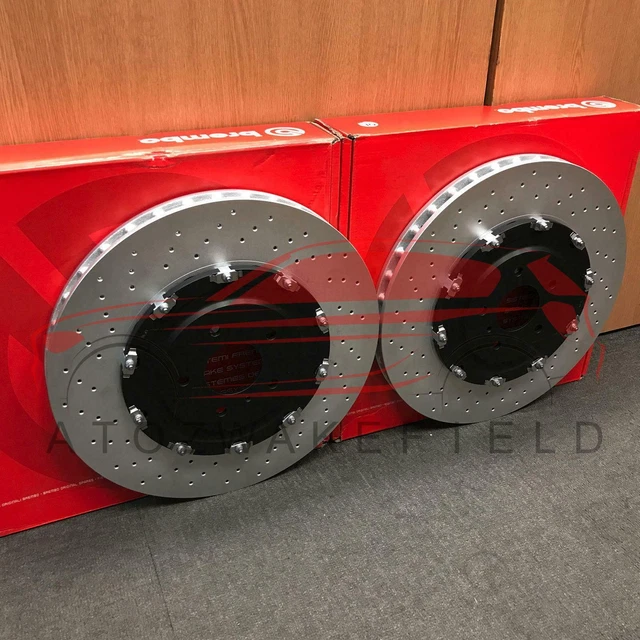 FOR NISSAN GT-R R35 GTR REAR 2 PIECE FLOATING BREMBO BRAKE DISCS APEC ...