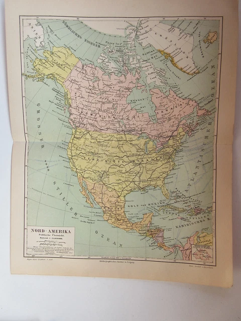 MAP OF NORTH America: Political Overview - From 1895 (J-BE2) £7.71 ...