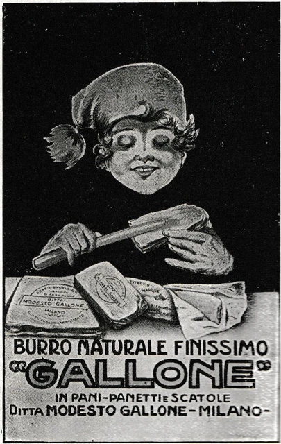 PUBBL. 1929 BURRO Modesto Gallone Milano Pani Panetti Scatole 11X7 EUR ...