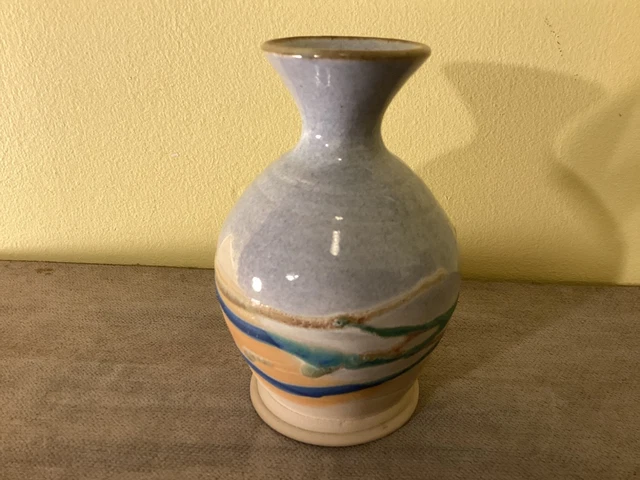 MULL STUDIO ART POTTERY Hand Thrown SEA SHORE VASE 12cm £19.36 ...