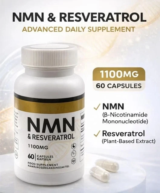 NMN + RESVERATROL 60 Capsules Anti-aging Antioxidant Supplement Health ...
