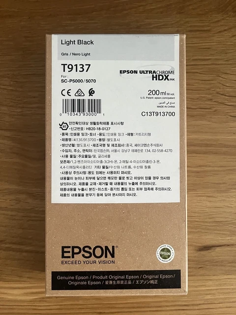 GENUINE EPSON T9137 Light Black cartridge ORIGINAL ink C13T913700 ...