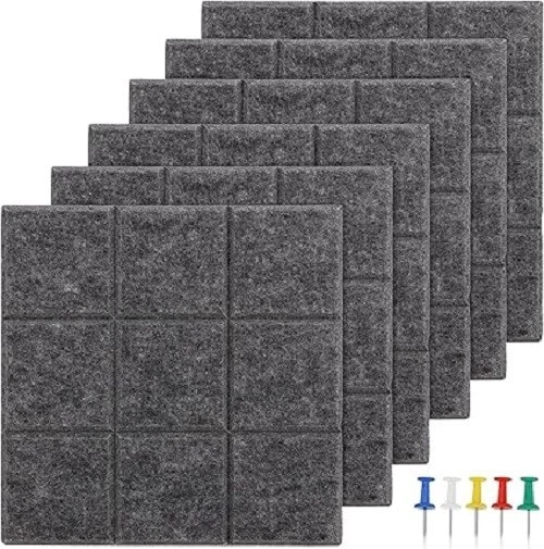 6 PACK FELT Bulletin Board with 35 Push Pins, Felt Board Tiles for Wall ...