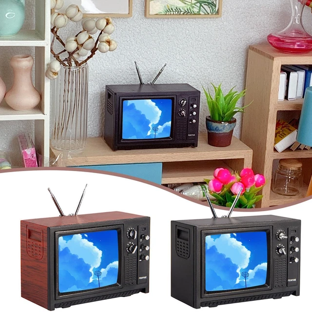 MINIATURE 1/12 VINTAGE TV Mini Television Set Accessor Furniture B5P5 ...