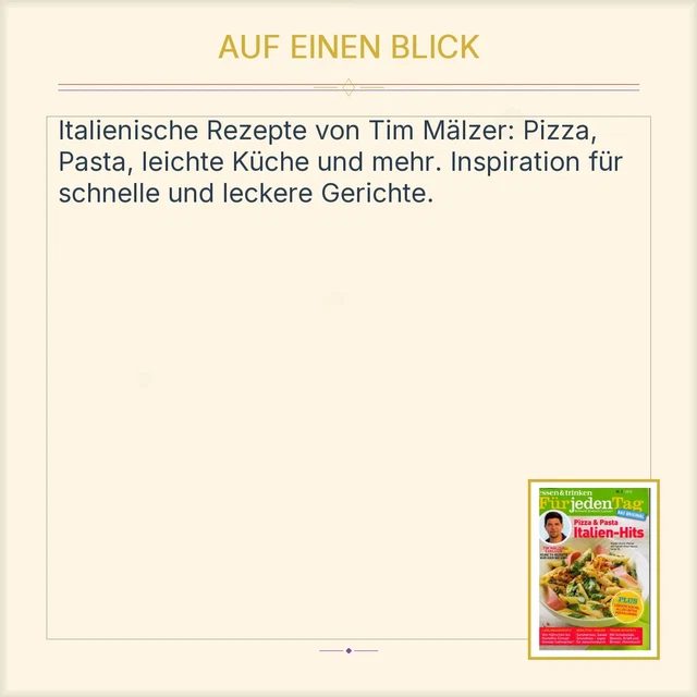 ESSEN & TRINKEN für jeden Tag Tim Mälzer Nr. 3 2013 Italien Pizza Pasta ...