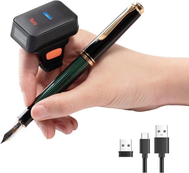 PRO SERIES MINI CMOS Ring Scanner 1D 2D QR Barcode Scanner Wireless ...