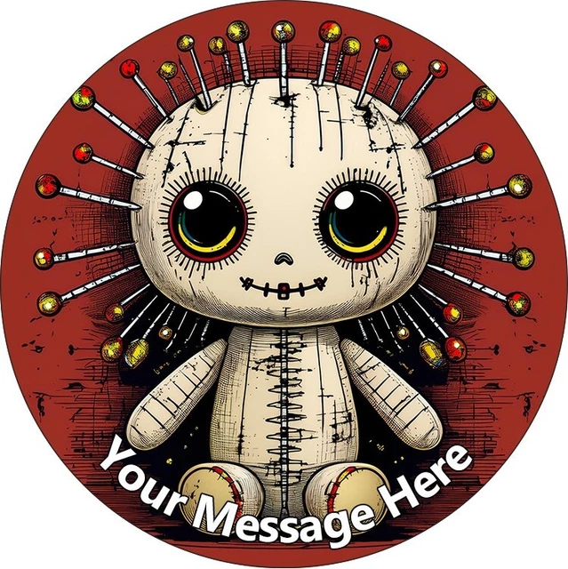 VOODOO DOLL PERSONALISED Cake Toppers Edible Icing Wafer Decor Bday ...