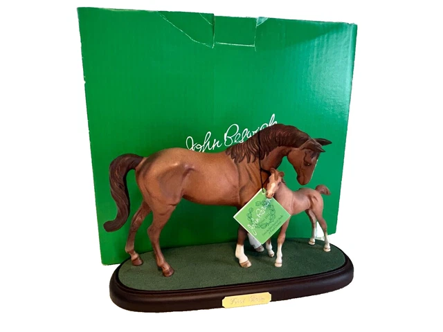 JOHN BESWICK ROYAL Doulton First Born Horse & Foal Figurine Upon Wooden ...