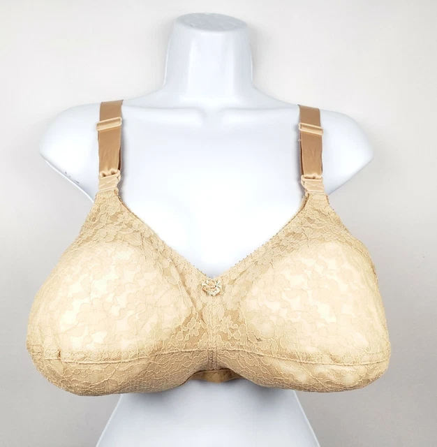 VTG JEUNIQUE BRA Style J31 Tan Lace Soft Cup Bra 32HH Wireless New Old ...