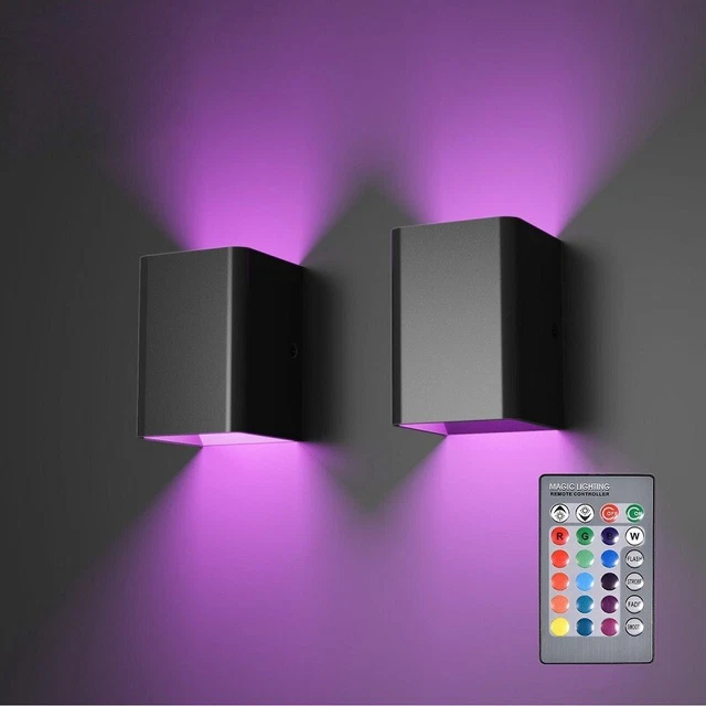 2X RGB WANDLAMPE Cube Würfel LED Wand Leuchte Lampe Up Down Flur Innen ...