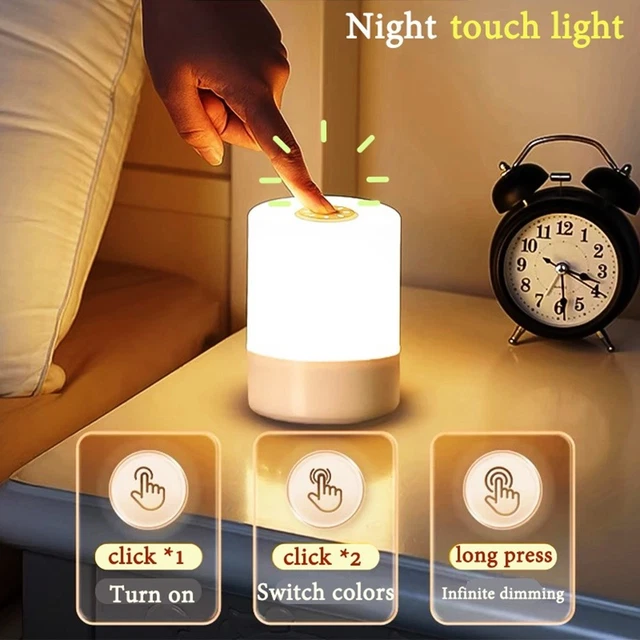 3 COLOR STEPLESS Dimming Light USB Night Light 4800mAh Rechargeable ...
