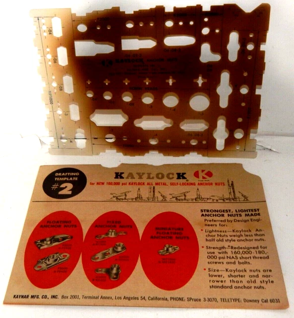 VINTAGE KAYLOCK ANCHOR Nuts Drafting Template No 2 1959 $14.95 - PicClick