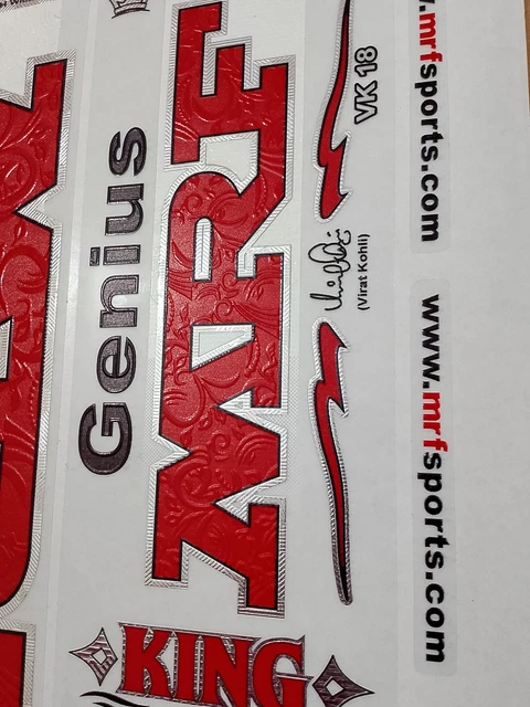 ORIGINAL DIGITAL LATEST 2026 Red Genius KING MRF Cricket Bat Stickers £ ...