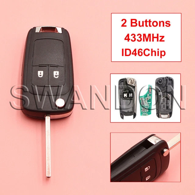 2 BUTTONS REMOTE Car Flip Key 433MHz Vauxhall Opel Astra Corsa Insignia ...