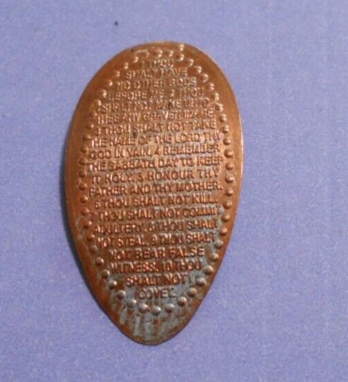 THE TEN COMMANDMENTS elongated penny USA cent Word Of God souvenir coin ...