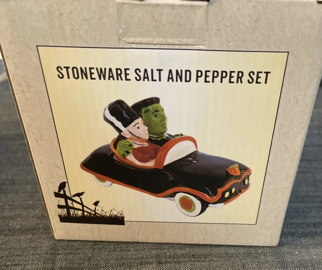 CRACKER BARREL FRANKENSTEIN & Bride Driving Car Halloween Salt & Pepper ...