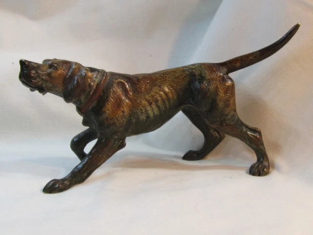 ANTIQUE AUSTRIAN COLD painted bronze pointer dog hound Geschutzt £382. ...