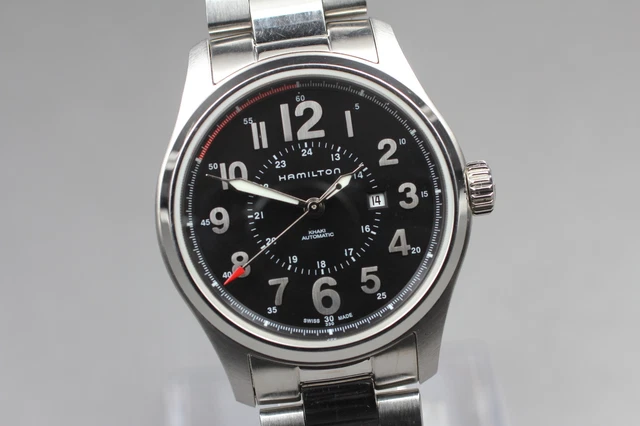 [BOX ] HAMILTON Khaki Field Khaki Officer Auto 34mm MidSize Black Dial ...