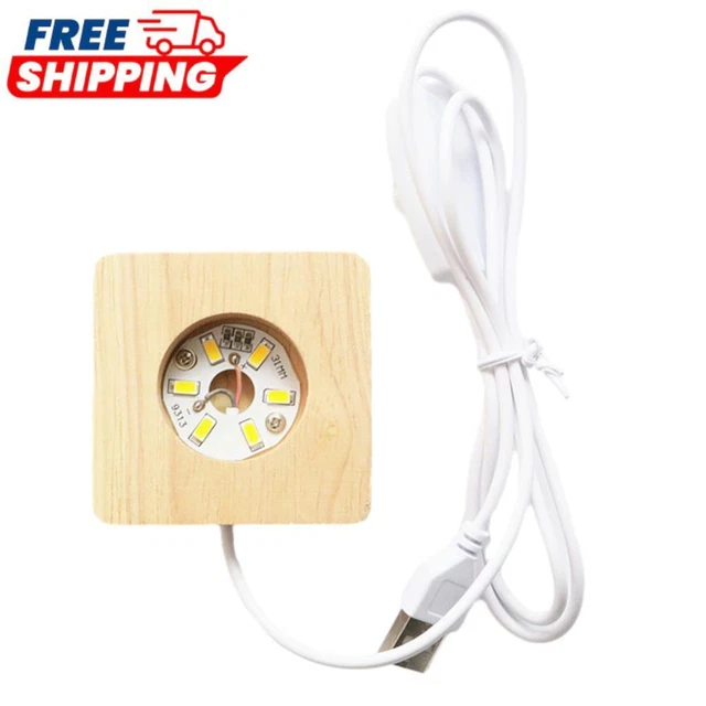 8CM WOODEN LED Display Stand LED Light Display Base Warm Light for ...