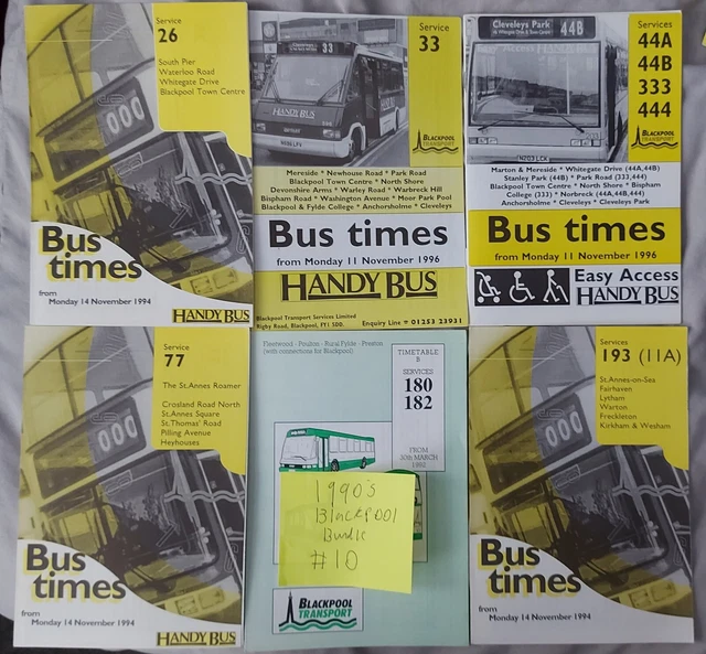 BLACKPOOL TRANSPORT TIMETABLE 1990s BUNDLE #10 £3.82 - PicClick UK