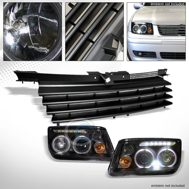 FOR 99-05 JETTA MK4 Blk LED Halo Projector Headlights+Fog+Matte ...