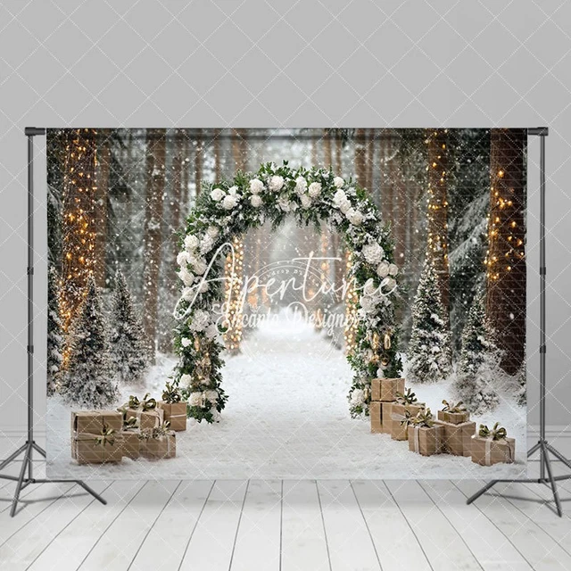 WHITE FLOWERS EMBELLISH Green Arch Winter Backdrop $36.09 - PicClick AU