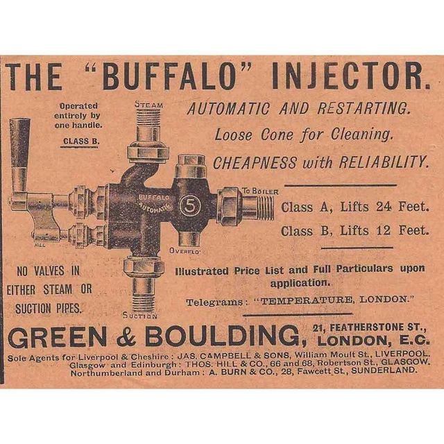 GREEN & BOULDING Injector Makers, London Antique Engineering Advert ...