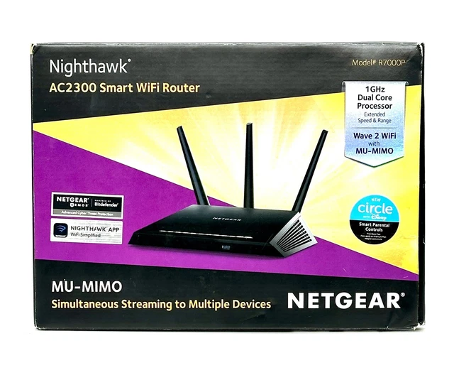 NETGEAR R7000P AC2300 Nighthawk Smart WiFi Router 1GHz Dual-Core Gaming ...