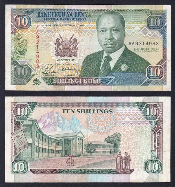 BANKNOTES KENYA 10 Shilingi 1989 P 24a BB / VF $3.25 - PicClick AU