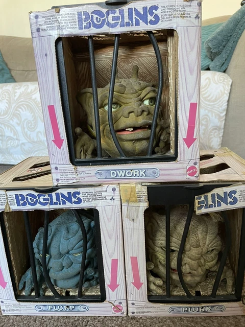 ORIGINAL VINTAGE MATTEL 1987 BOGLINS Rubber Puppets 80's Kids Toy boxed ...