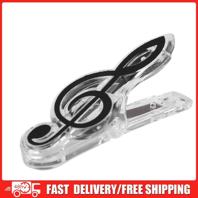 PLASTIC MUSICAL NOTE Letter Paper Clip Piano Sheet Spring Holder (Black ...