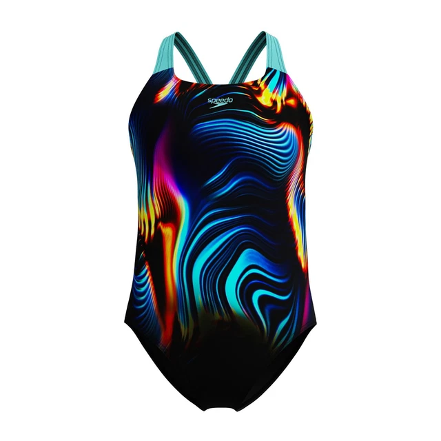SPEEDO GIRLS DIGITAL Placement Powerback Swimsuit Swimming Costume ...