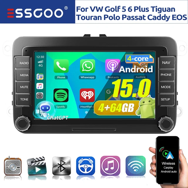 7& 4+64G APPLE Carplay Android 15 Autoradio GPS Navi Für VW GOLF 5 6 Passat Polo EUR 139,99 ...