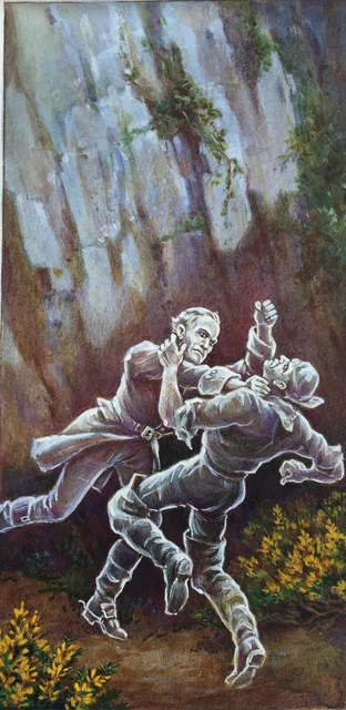 ORIGINAL PAINTING, TWO GHOSTS FIGHTING "The Smuggler's Leap", for ...