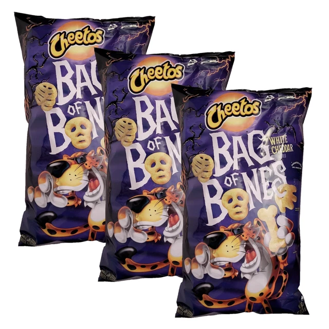 CHEETOS BAG OF Bones WHITE CHEDDAR Puff Skeleton Snacks 7.5Oz (3 Bags ...
