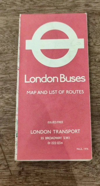 LONDON TRANSPORT LONDON Buses~Map & List Of Routes~Good Condition~1976 ...
