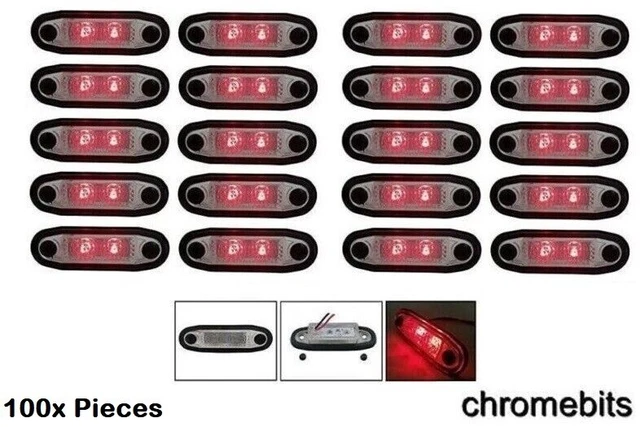 100X 24V FLUSH Red Led Markers Lamps For Scania Volvo Man Truck Lorry ...