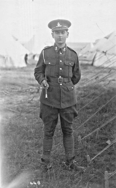 BRITISH WW1 ERA Soldier In Uniform With Riding Crop-Real Photo Postcard ...